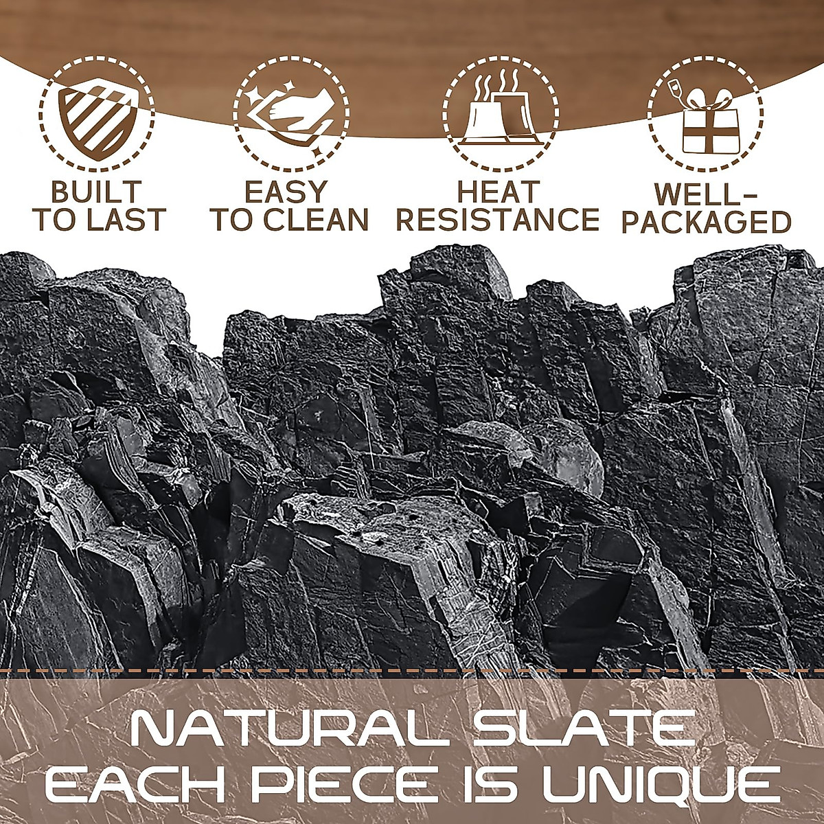 GOH DODD 12 x 12 Inch 3 Pieces Slate Cheese Boards, Square Black Stone Plates Placemats Gourmet Serving Tray Display Chalkboard for Charcuterie Meat Fruit Meat Appetizers Fruits Sussi Christmas