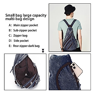 DAVIDNILE Canvas Sling Bag Crossbody Backpack Genuine Leather Shoulder Bag Casual Daypacks For Men