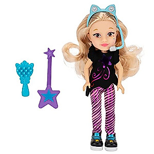 Like Nastya My BFF Nastya Doll Dressed as a Rock Star; 8-inch Plush Doll with Microphone Headband, Guitar, and Hairbrush Accessory