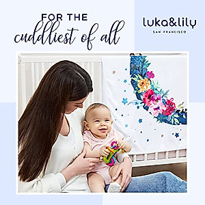 Luka&Lily Monthly Milestone Blanket for Baby Girls, 60x40 inches (Floral Moon)