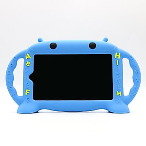 Kids Proof Case for Samsung 7 inch Tablet Galaxy Tab A/3/3 Lite/4/E Lite 7.0-CHINFAI [Cartoon Robot Series] Silicone Handle Stand Case Cover for Tablet SM-T280/T113/T230 (Blue)