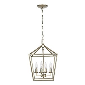 Home Decorators Collection Weyburn 4-Light Antique Silver Leaf Caged Chandelier