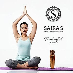 SAIRA’S 100% PURE COPPER WATER BOTTLE - LARGE 32 OZ - Boost Your Health - Huge Benefits - Handcrafted To Perfection - Keep Hydrated - Ayurvedic Water Bottle – Drink More Water - The Perfect way To Chill Water - Leak Proof Design - Perfect For Gift-Carved