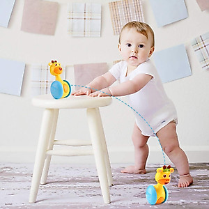 Tinabless Giraffe Tumbler Doll Roly-Poly Baby Toys, Cute Rattles Toys for Newborns 3-12 Month Baby Boys and Girls Xmas Birthday Gifts Stocking Fillers