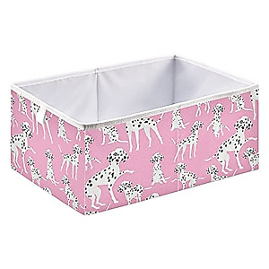 Dalmatian Dog Foldable Cloth Shelf Baskets Rectangle Toy Storage Bins Box with Handles for Clothes Toy Gift Storage 15.75x10.63x6.96 Inches