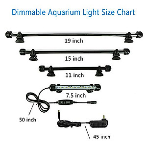 MingDak Submersible LED Aquarium Light,Fish Tank Light with Timer Auto On/Off, White & Blue LED Light bar Stick for Fish Tank, 3 Light Modes Dimmable,8W,15 Inch