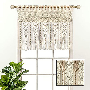 Lush Decor Boho Macrame Textured Cotton Valance/Kitchen Curtain/Wall Decor, 30" L x 40" W, Neutral