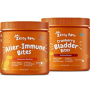 Allergy Immune Supplement for Dogs - with Omega 3 Wild Alaskan Salmon Fish Oil + Cranberry for Dogs - UT Incontinence Support + Immune Health Dog Antioxidant