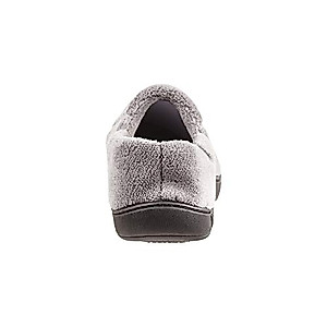 Isotoner Men's Microterry Slip On Slipper Flat Sandals, Charcoal, 9.5