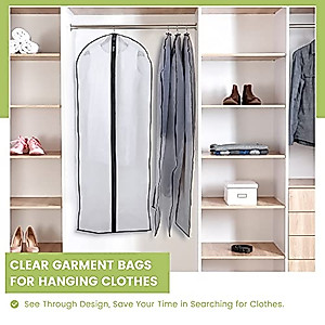 HOUSE DAY Clear Garment Bags, Dress bags for Storage 60 inch, Hanging Suit Bags for Closet Storage and Travel, Dust Suit Cover Bags, Washable Clothes Protectors Hanging Clothes Bag (Set of 6,Black)