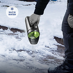 Handheld Spreader (2 Liters) Adjustable Dial Multi-Purpose Hand Spreader For Use As A Salt Spreader For Snow/Ice, Fertilizer/Grass Seed Spreader, Spot Spreader On Driveways/Walkways +Scoop Included