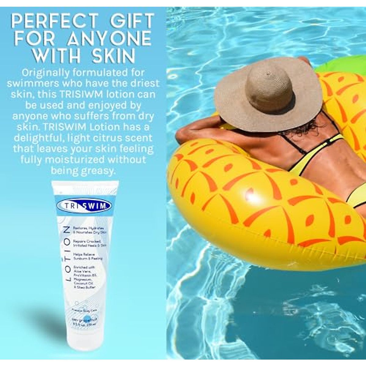 TRISWIM Swimmers Lotion Moisturizing Skin Repair with Aloe Vera & Vitamins