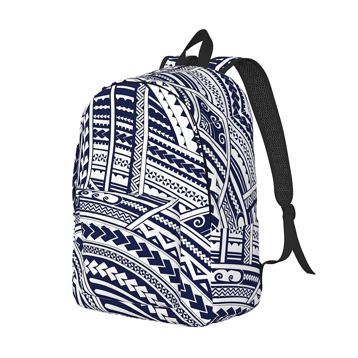 FRESQA Blue Polynesian Maori Tribal Pattern Versatile Mini Backpack:Lightweight Leisure Dual Shoulder,Simple Canvas,And Spacious Design
