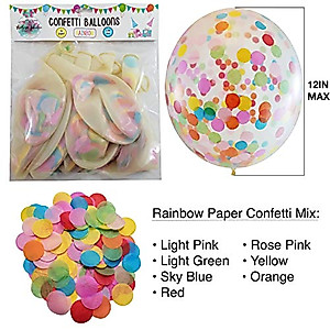 Rainbow Multicolor Confetti Balloons | Bright Colorful Confetti Pre-Filled | Wedding Engagement Birthday Party Events (16 Pack Rainbow, 12 inches)