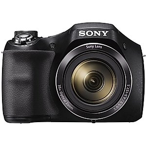 Sony Cyber-Shot DSC-H300 Digital Camera (Black) (DSCH300/B) + 64GB Memory Card + Card Reader + Corel Photo Software + Case + Flex Tripod + 4xAA Batteries + Memory Wallet + Cleaning Kit (Renewed)