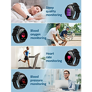 Kumi Smart Watch for Men Women, 1.39" Smartwatch for Android & iOS, Answer/Make Call, Voice Assistant, IP68 Waterproof Fitness Activity Tracker, 100+ Sport Modes, Heart Rate and Sleep Monitor, Black