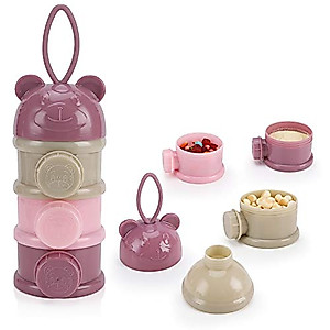 Accmor 3 Layers Baby Milk Powder Formula Dispenser On The Go, Formula Container for Travel, Non-Spill Stackable Baby Snack Storage Container with Handle,BPA Free,Purple