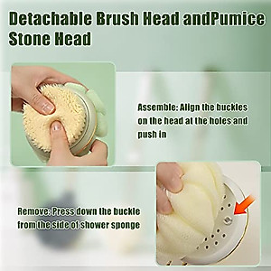 LFJ Back Scrubber for Shower,Double-Sided Body Bath Shower Brush with Bristles and Loofah, Shower Brush for Skin Exfoliation Shower，Wet Or Dry Brushing, Back Brush for Men and Women(Blue)