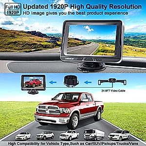 LeeKooLuu Backup Camera Kit HD 1080P 5 Inch Monitor Rear View Cam for Car Truck Van Camper Clear Night Vision Durable Waterproof G1