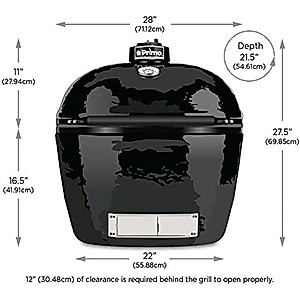 AMS Fireplace Primo Kamado Ceramic Cooker Grill Oval XL 400 With Stainless Steel Grates - charcoal outdoor grilling smocking roasting backing - PGCXLH, black, 28 Width, 21.5 Depth, 27-1/2 Hight