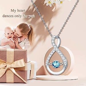 Infinity Pendant Necklace for Women 925 Sterling Silver Sparkle Birthstone Necklaces Anniversary Birthday Fine Jewelry Gifts for Women 18"-20"