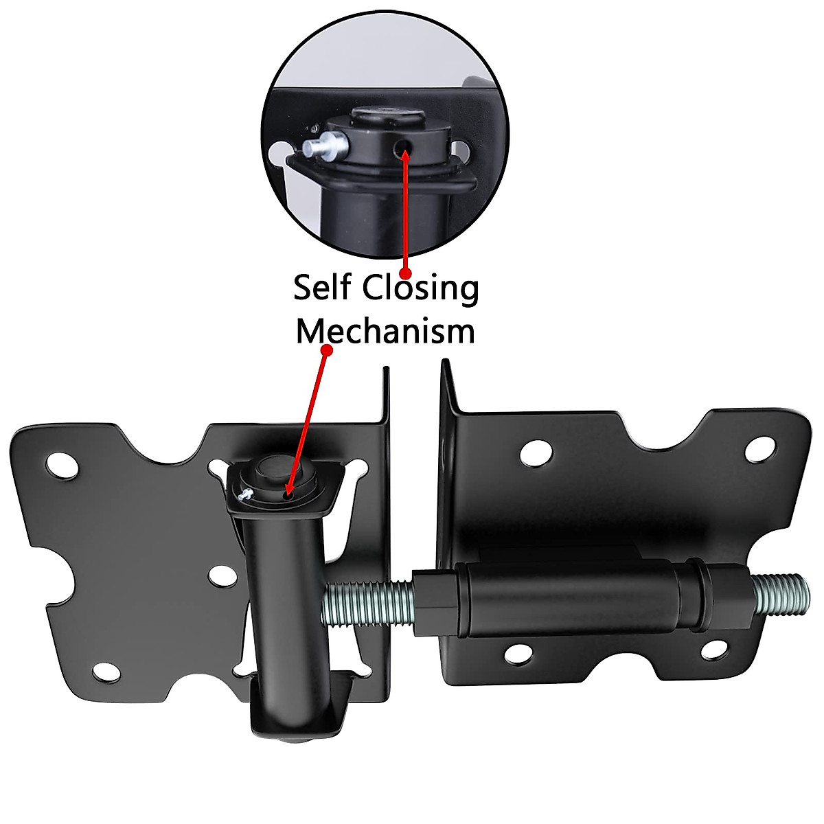 Bordersmover Self Closing Gate Hinges, Heavy Duty for Vinyl/Wood/Metal Fence, Pack of 2, with Slef-Tapping Screws and Adjuster Tool