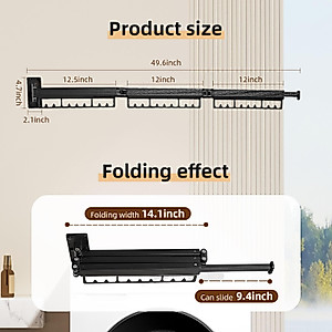 APROMOOM Wall Mounted Clothes Drying Rack Retractable Drying Rack Clothing with 8-inch Hanging Rod, Collapsible Drying Rack Indoor Space Saver for Balcony Laundry & Bathroom