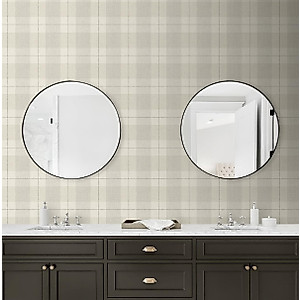 NextWall Lenox Hill Plaid Peel and Stick Wallpaper (Neutral)