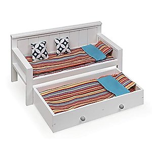 Badger Basket Toy Doll Sofa and Daybed Combo with Trundle Bed for 18 inch Dolls - White/Multi