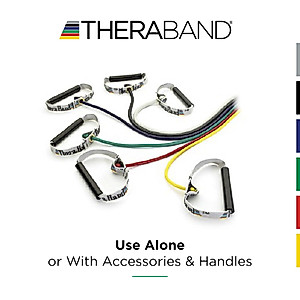 THERABAND Resistance Tubes, Professional Latex Elastic Tubing with Soft Handles, Exercise, Physical Therapy, Lower Pilates, At-Home Workouts, & Rehab, 48 Inch, Blue, Extra Heavy, Intermediate Level 2