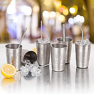 Hypermotion Stainless Steel Straw, Food Grade Reusable Metal Drinking Straw Set with 2 Cleaning Brushes and Carry Pouch for Smoothie, Milkshake, Cocktail and Hot Drinks