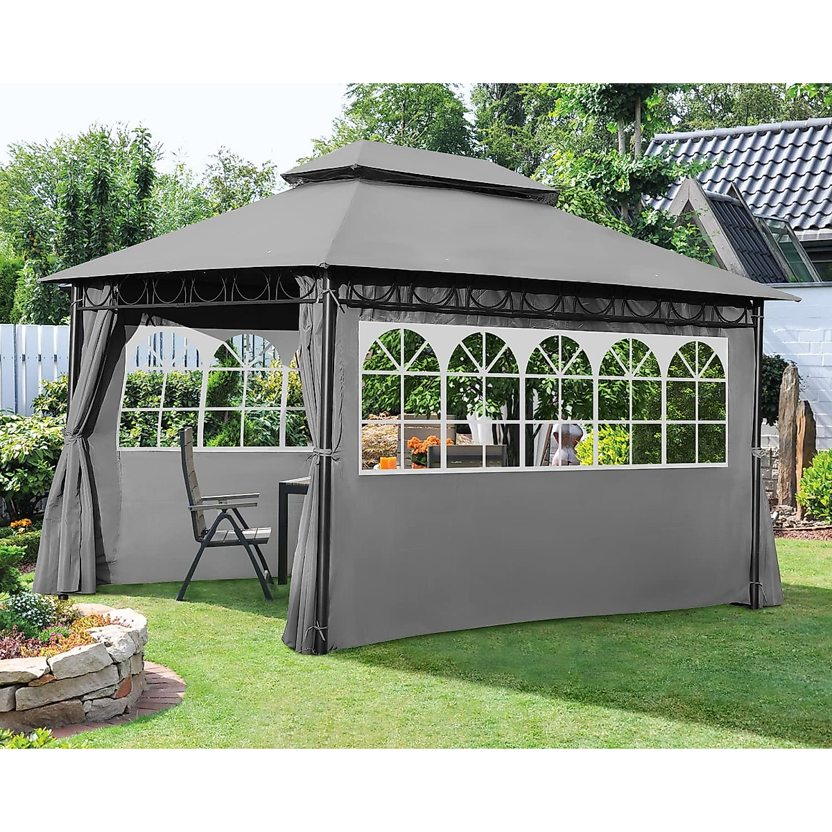 Gazebo for Patio Outdoor Gazebo Canopy UV Protection Canopy Tent for Party Patio BBQ for Patio/Outdoor/Wedding Parties and Events (10'x13', Grey)