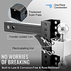 VEVOR Adjustable Trailer Hitch, 6" Rise & Drop Hitch Ball Mount 2.5" Receiver Hollow Tube 14,000 LBS Rating, 2 and 2-5/16 Inch Stainless Steel Balls w/Key Lock, for Automotive Trucks Trailers Towing