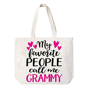 COCOVICI Grammy Tote Bag | My Favorite People Call me Grammy | Grandma Gifts | Grammy Gifts | Grammy Christmas Gift | Christmas Gift from Grandkids (My Favorite People Call me Grammy Pink/Black Font)
