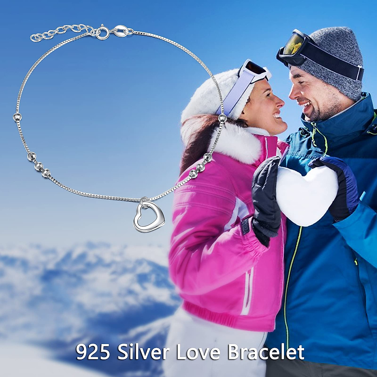 TIGER RIDER 925 Sterling Silver Bracelet, Heart Silver Charm Bracelets, Lovely Generous Jewelry Gifts for Women, Mother’s Day