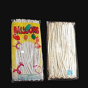 Tangser Long Balloons White, 260Q Balloons, Long Skinny Balloon Cream, Twisting Balloon, Premium Magic Clown Balloon 100 Pcs for Animal, Garland, Wedding, Birthdays, Festival Decoration