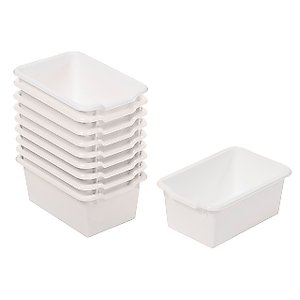 ECR4Kids Scoop Front Storage Bins, Multipurpose Organization, White, 10-Piece