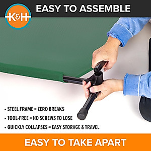 K&H Pet Products Elevated Outdoor Dog Cot Bed, Raised Cooling Bed with Washable Breathable Mesh for Medium Dogs, Portable Raised Platform Pet Bed, Heavy Duty Metal Frame Hammock Bed, Medium, Green