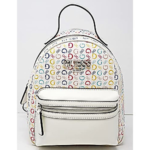 Guess Women's Van Buren White Rainbow Logo Print Small Backpack Handbag Bag
