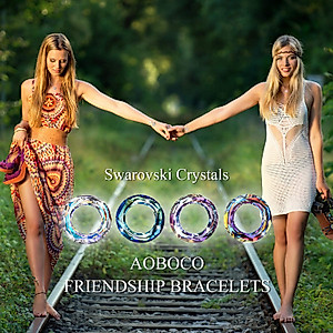 AOBOCO Sterling Silver Bracelet for Friends Female Womens Crystal Bracelet Gifts