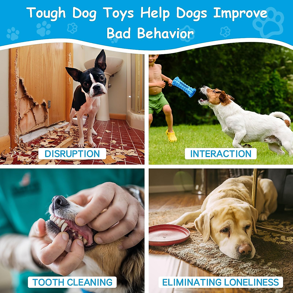 BAPSOUZU Dog Squeaky Toys for Aggressive Chewers, Toothbrush Stick Durable Dog Chew Toys for Large Dog Medium Breed, Indestructible Tough Dogs Toys for Teeth Cleaning (Chicken Flavor)