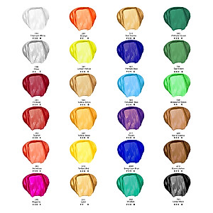 Artecho Acrylic Paint Set 24 Colors 2oz/59ml, Art Craft Paint for Art Supplies, Paint for Canvas, Rocks, Wood, Fabric and Ceramic, Non Toxic Paint for Artists, Students, Beginners and Adults