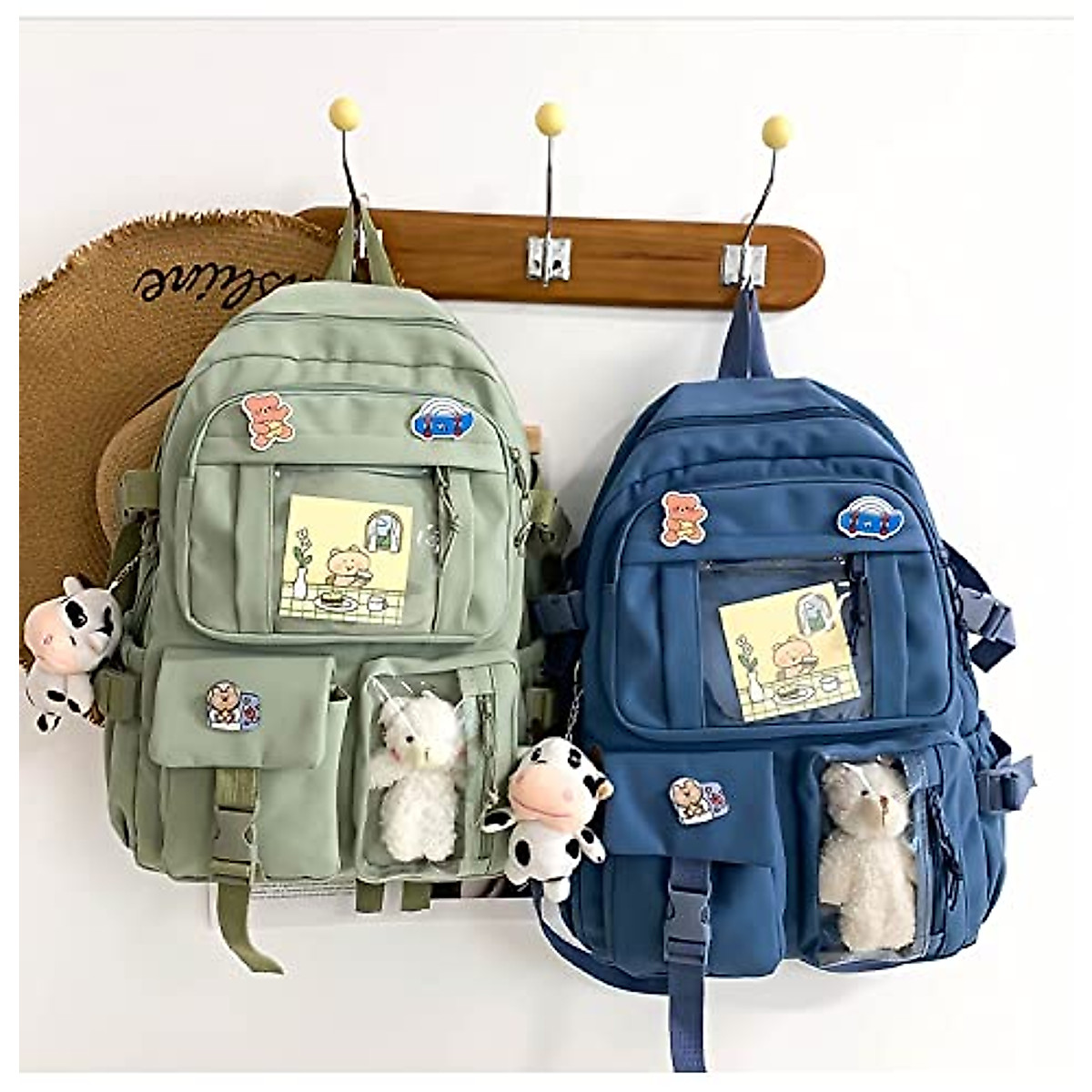 BXCNCKD kawaii backpack with pins kawaii school backpack cute backpack cute kawaii school backpack(Green)
