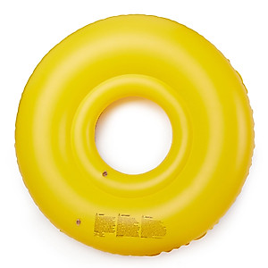 Swimline 17035ST Solstice River Rough 48" Round Heavy Duty Inflatable Inner Tube Swimming Pool 1 Person Lake Float with Handles, Yellow/Blue