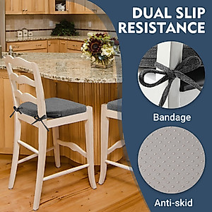 PLZSITDOWN Chair Cushions for Dining Chairs, Seat Cushions for Kitchen Chairs 16"x16" Non Slip Indoor Chair Pad with Ties Removable Cover Dark Grey