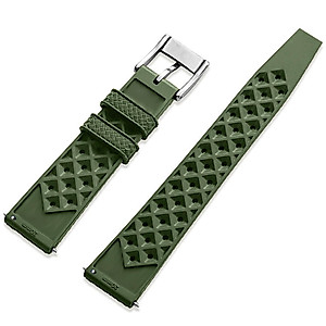 Niziruoup FKM Rubber Watch Strap Quick Release Tropical Style Fluororubber 18mm 20mm 22mm Soft Breathable Durable FKM Rubber Watch Band Universal Replacement Band Strap for Men Women