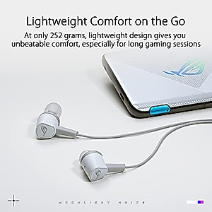 ASUS ROG Cetra II Core Moonlight White in-Ear Gaming Earbuds | Liquid Silicone Rubber Drivers, 90° Cable Connector, Hi-Res Audio, 3.5 mm, for PC, Mac, PS4, PS5, Xbox One, Switch and Mobile Devices