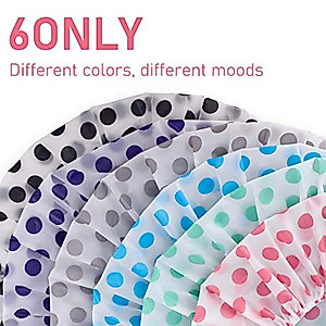 Keeygo 6 PCS Shower Caps, Large Reusable Elastic 100% Waterproof Bathing Hair Cap for Women Beauty, Hair Spa, Home Hotel Travel Use