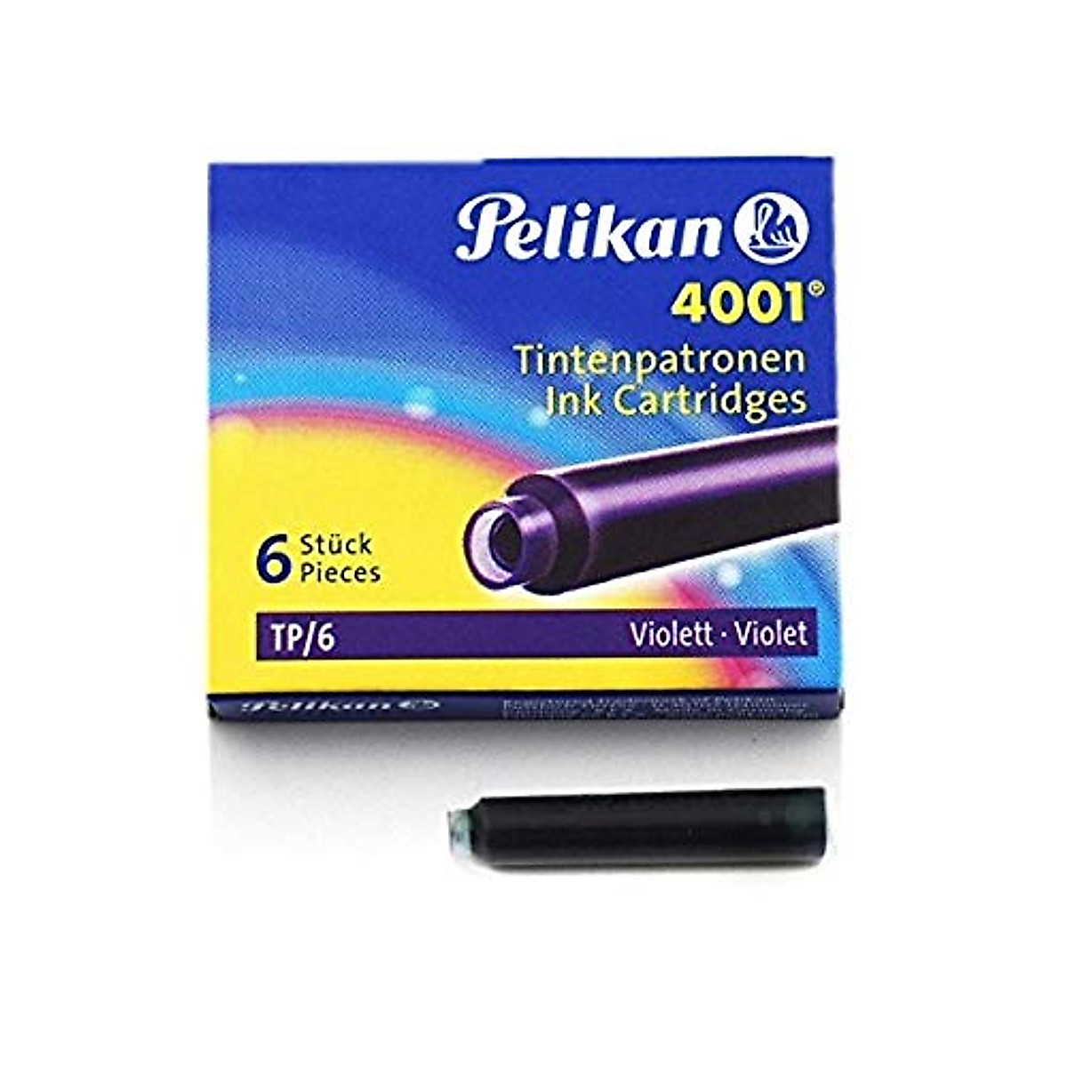 Pelikan 4001 TP/6 Ink Cartridges for Fountain Pens, Violet, 0.8ml, 6 Pack (301697)