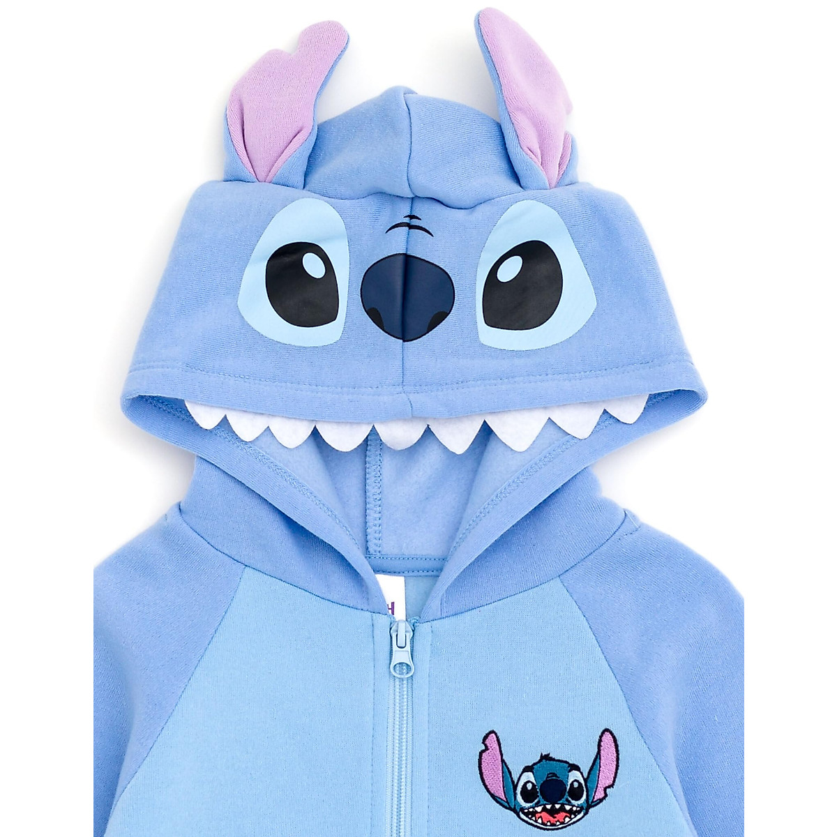 Disney Lilo & Stitch Little Girls French Terry Zip Up Cosplay Hoodie Blue 6